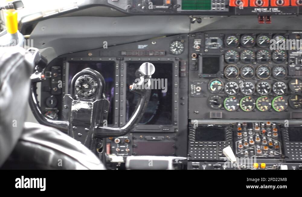 Aircraft Cockpit Closeup Instrument Panel Left To Right Panorama Stock ...