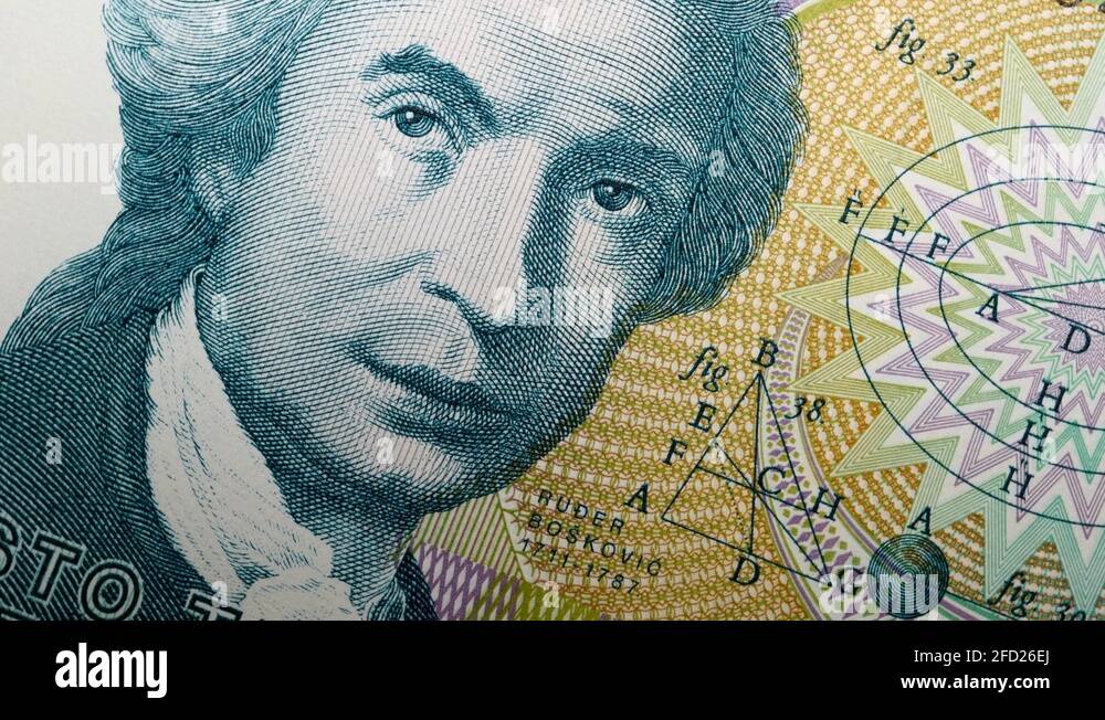 Rotating Roger Joseph Boscovich On Croatian Dinar Banknote And Reverse ...