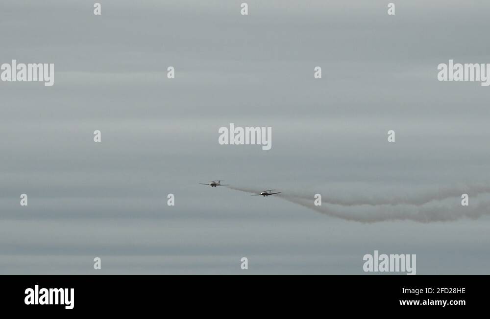 Two Sets Of Aircraft Doing Aircraft Flyby Near Miss Maneuver Stock ...