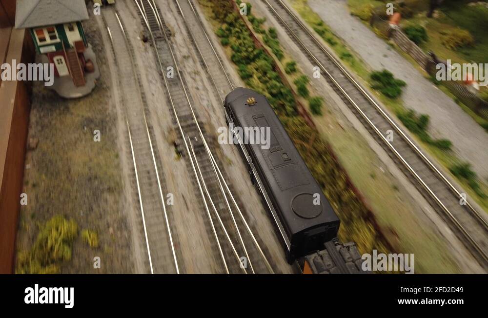 Top Down Tracking Of Model Train Going Under Bridges Through Small Town ...