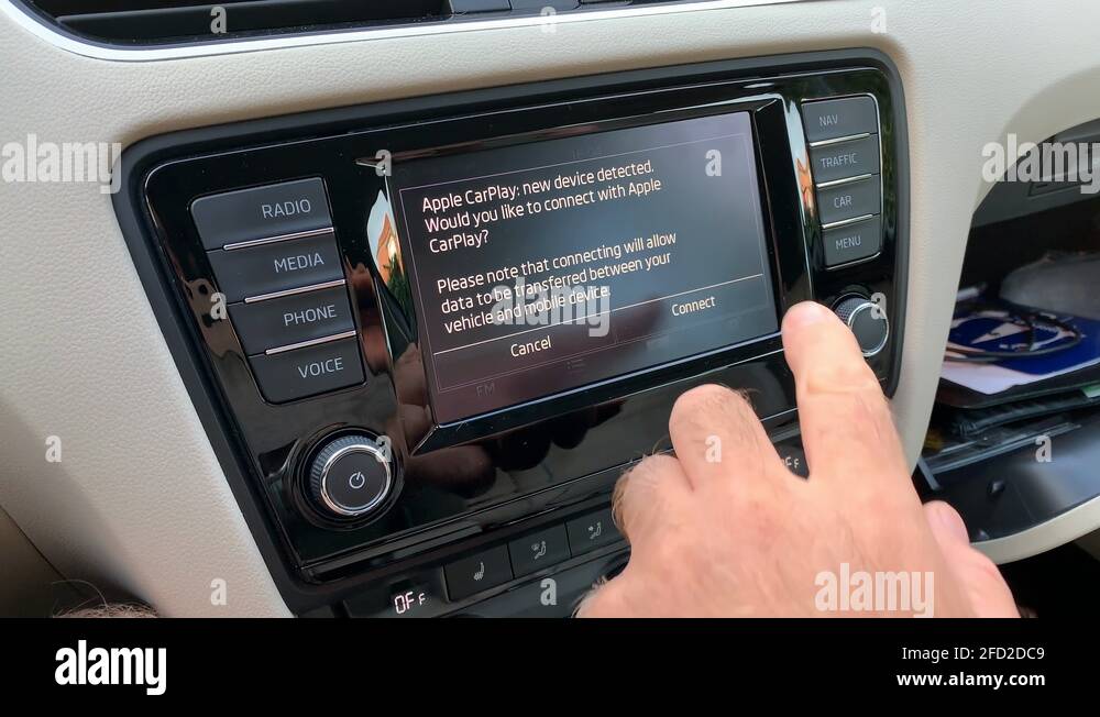 car dashboard modern infotainment system of a Skoda luxury car Stock ...