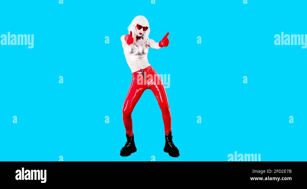 Fashion animation gif design. Dancing clubbing Girl on blue background ...