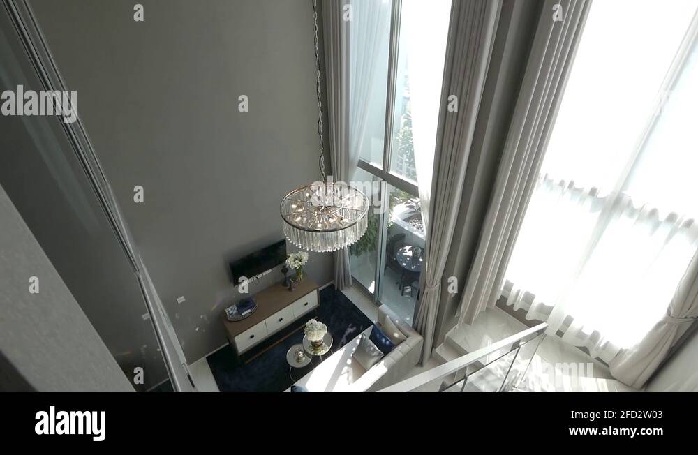 High Ceiling Duplex Apartment Decoration From Top View Showing The ...