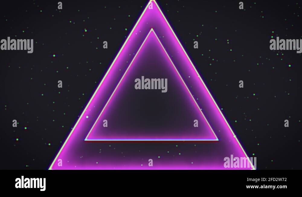 Space Installation With Mysterious Glowing Triangle. VHS Stylized And ...