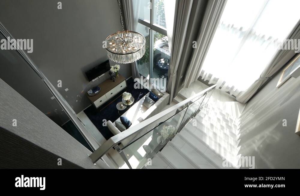 High Ceiling Duplex Apartment Decoration From Top View Showing The ...