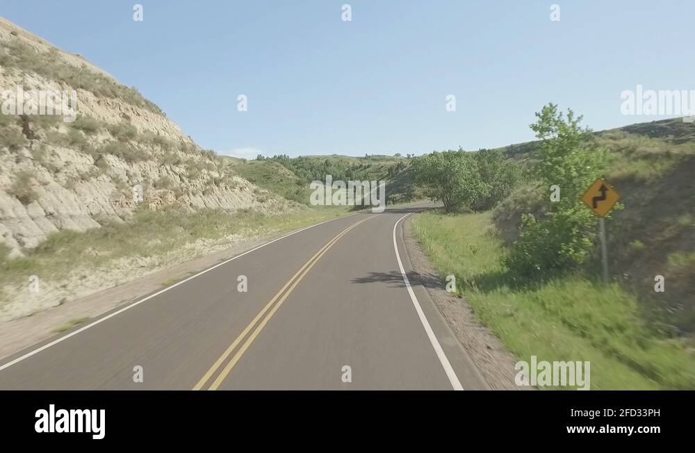 Driving Down Scenic Loop Drive Theodore Roosevelt National Park Stock ...