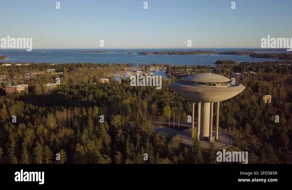 An AERIAL VIEW flying past a water tower. DOLLY SHOT Stock Video ...