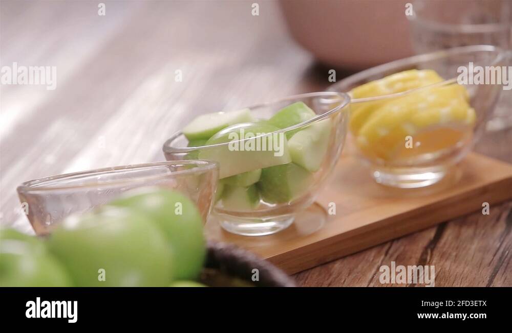 3 Types of Garnish in a Glass Bowl - Close Up Stock Video Footage - Alamy
