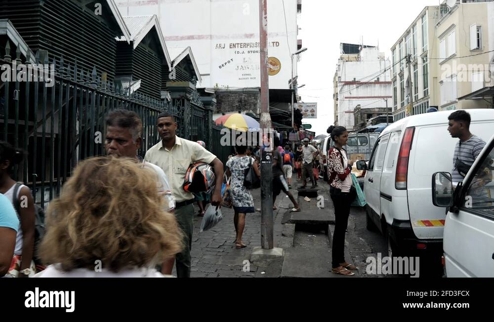 Mauritian population walking down the road in Port Louis,Capital of ...