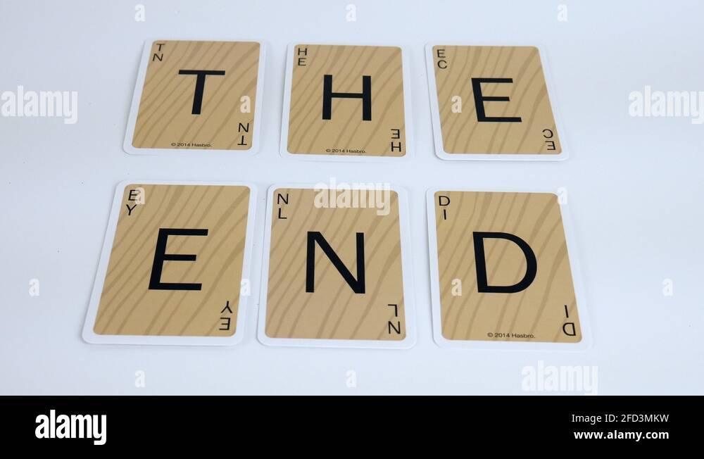 The end template, 3d text cart illustration, cards concept, letters ...