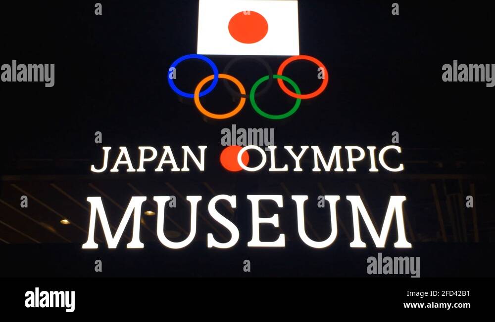 Illuminated Sign Advertising Japan Olympic Museum in Tokyo Stock Video ...