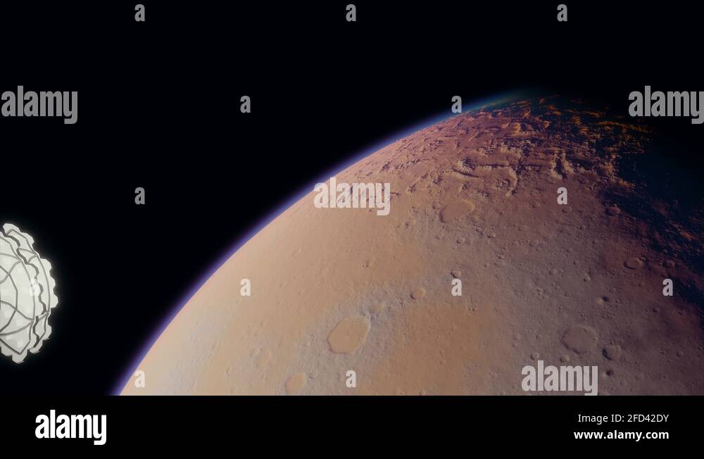 huge spaceship in orbit of an alien exoplanet in another solar system ...