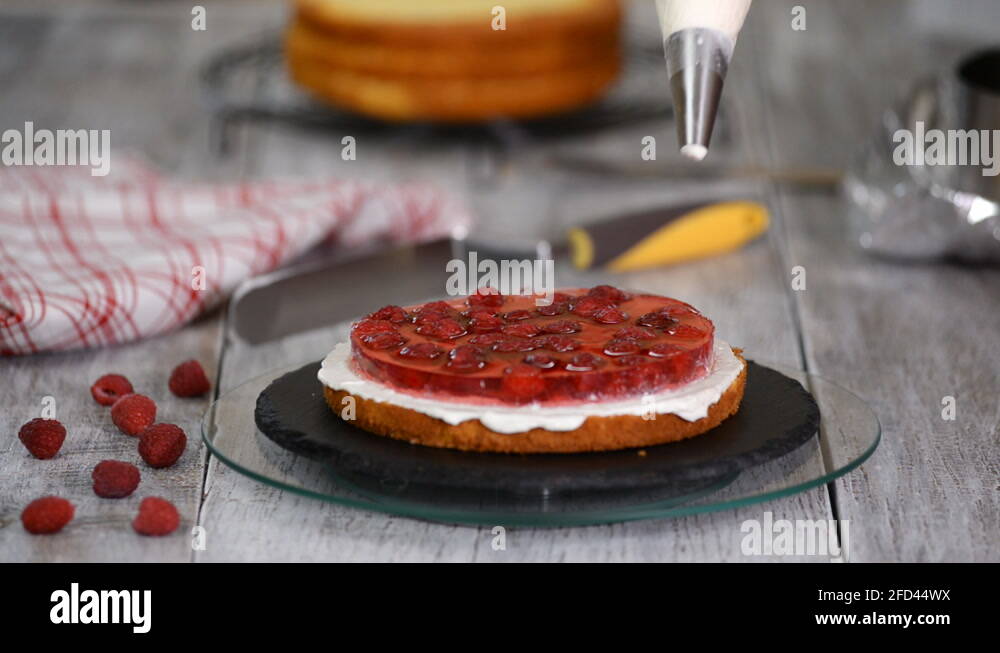 Process making homemade raspberry cake Stock Videos & Footage - HD and ...