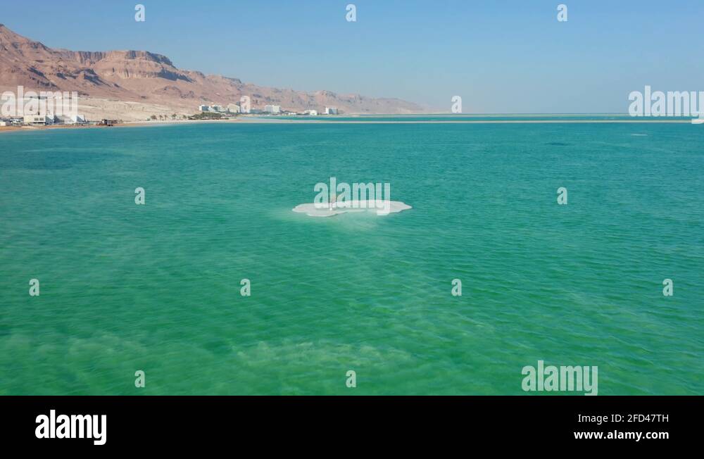 Salt Island Flyover Dead Sea Israel Drone Aerial Desert Dry Salty Lake ...