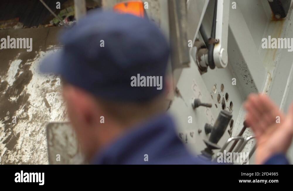Garbage truck disposed trash on the landfill. Vehicle transporting ...