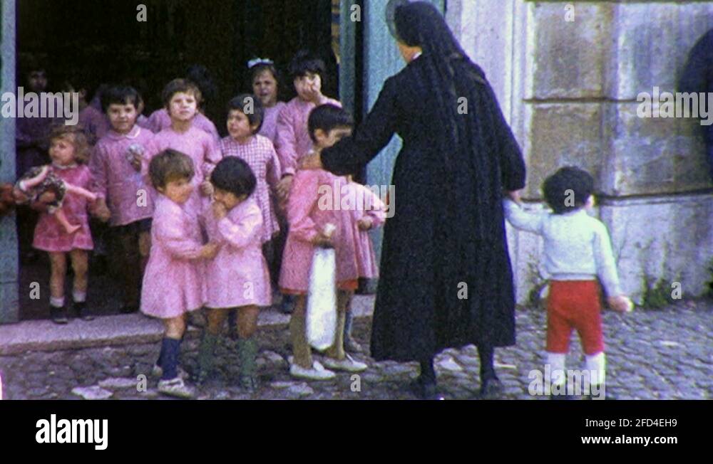 1960 Catholic NUN with Children School ROME STREET SCENE Vintage Film ...