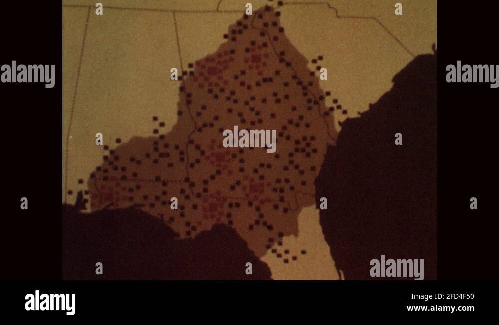 1960s: Black and red dots on map of United States. Red dots increase ...