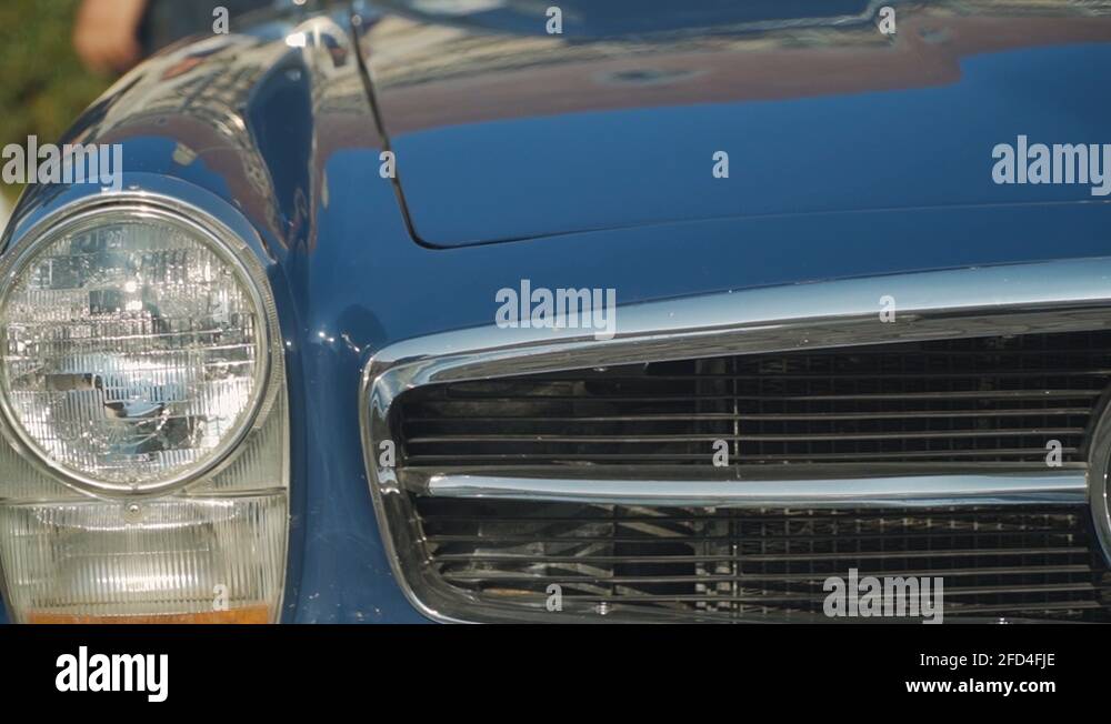 Front grill and Headlights of old classic Mercedes Benz car at Motor ...