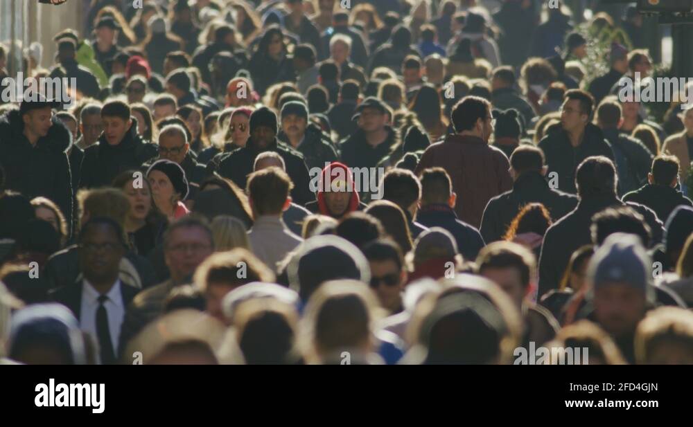 Crowd of people walking street slow motion backlit New York City Stock ...