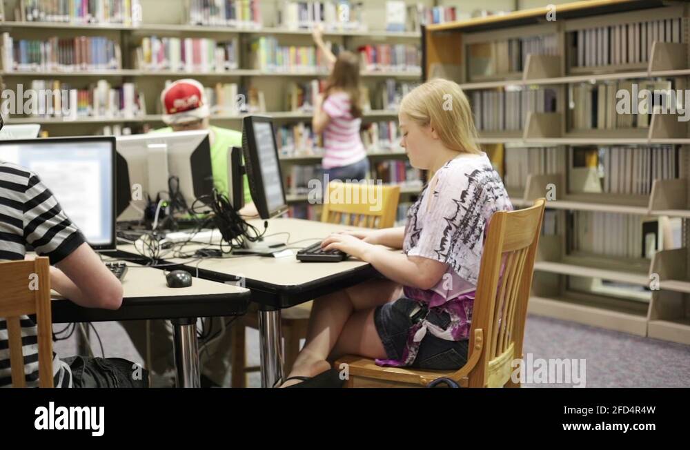 Students high school library computers Stock Videos & Footage - HD and ...
