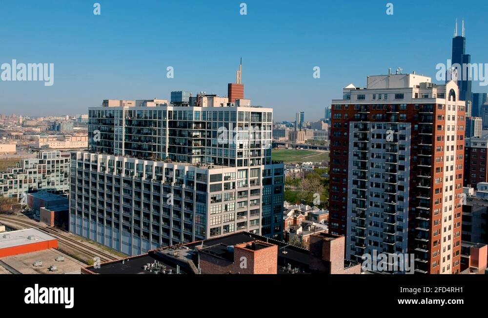 An aerial view of the Chicago's "South Loop" which showcased ...