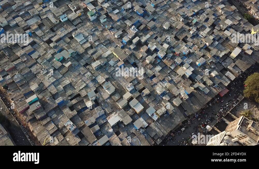 Tilt Up Aerial View on Dharavi Slum, Mumbai. Flying Above Modern Indian Stock Video Footage - Alamy