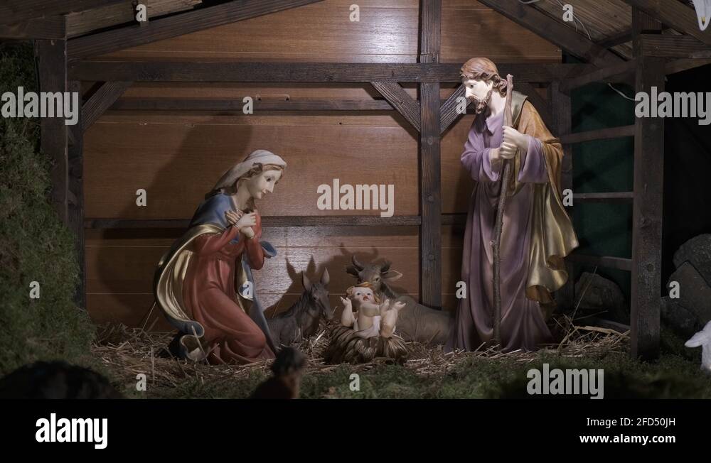 Christmas nativity scene, Xmas manger, biblical story of the birth of ...