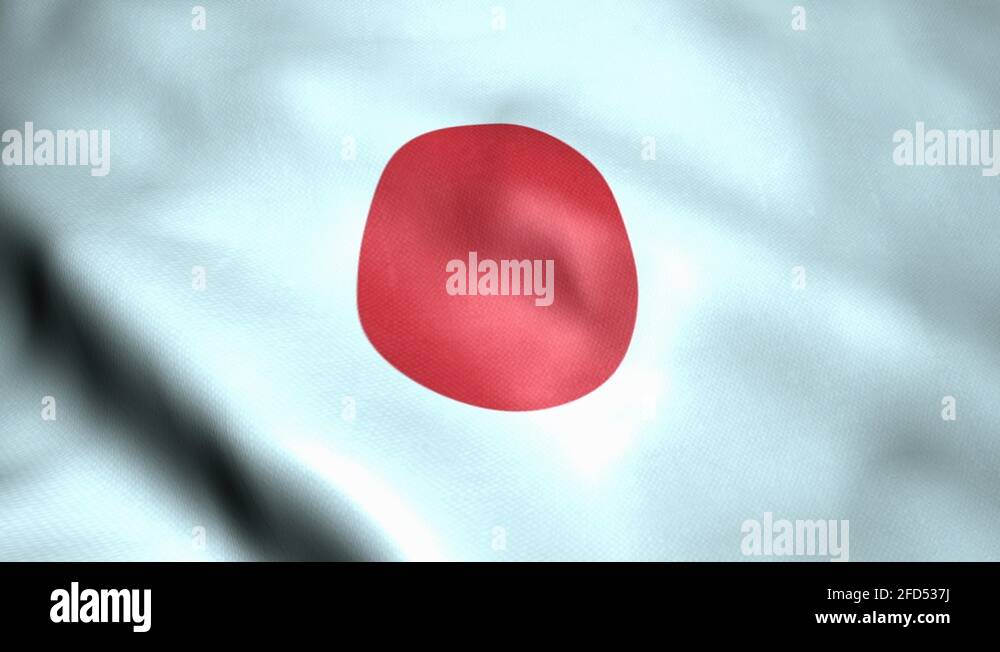Realistic Flag of Japan on the wavy surface of fabric. Seamless loop ...