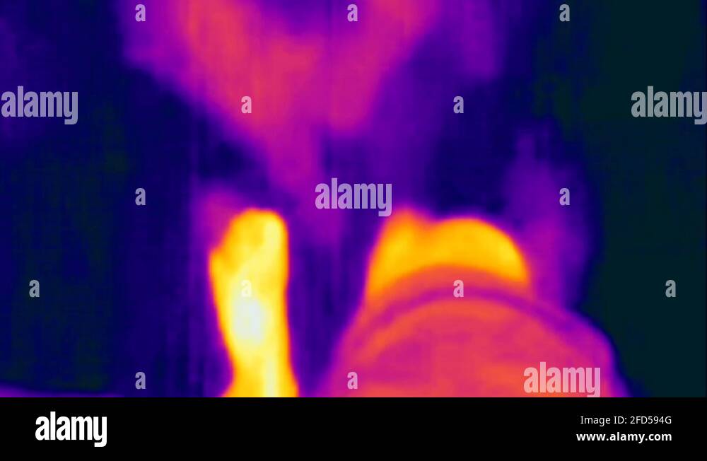 Infrared Thermal Footprints On Floor Of Man Walking Around In Room ...