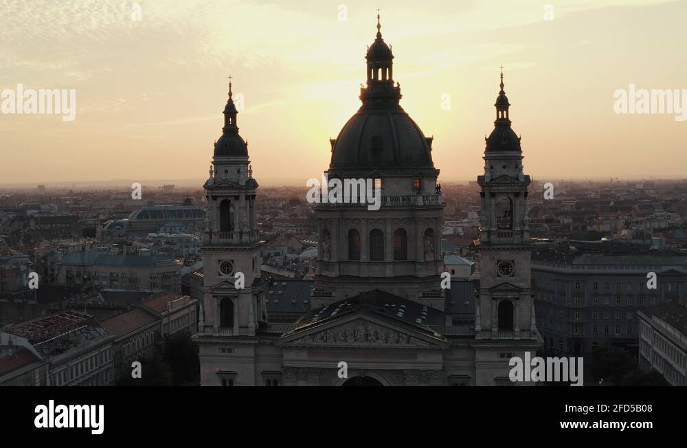 4K Aerial footage of Famous St. Stephen's Basilica in Old Town during ...