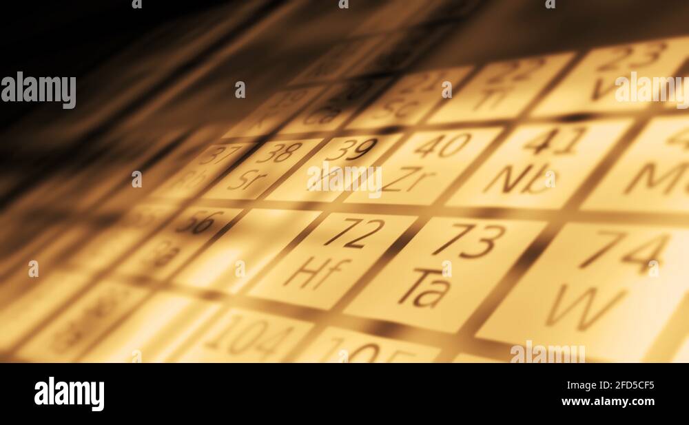 The Periodic Table of Elements passing by the camera in cinematic ...
