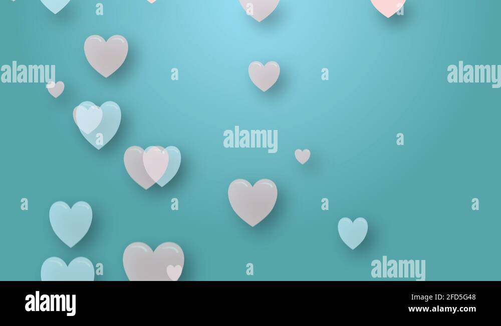 Flying hearts on a transparent background. 2d illustrated animation ...