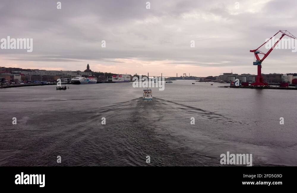 Smooth and calm overview of water surface at inner harbor basin in ...