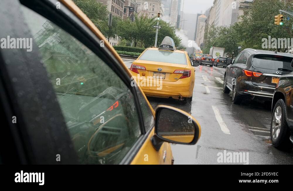 The view out the window of a New York City Taxi in traffic in Midtown ...