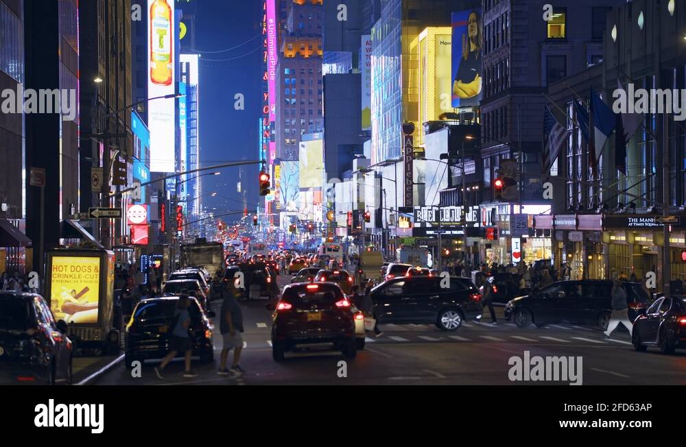 Manhattan crosswalk people crowds times square city urban pedestrians ...