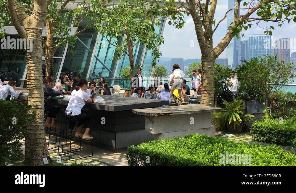 rooftop restaurant at IFC mall, Hong Kong Stock Video Footage - Alamy