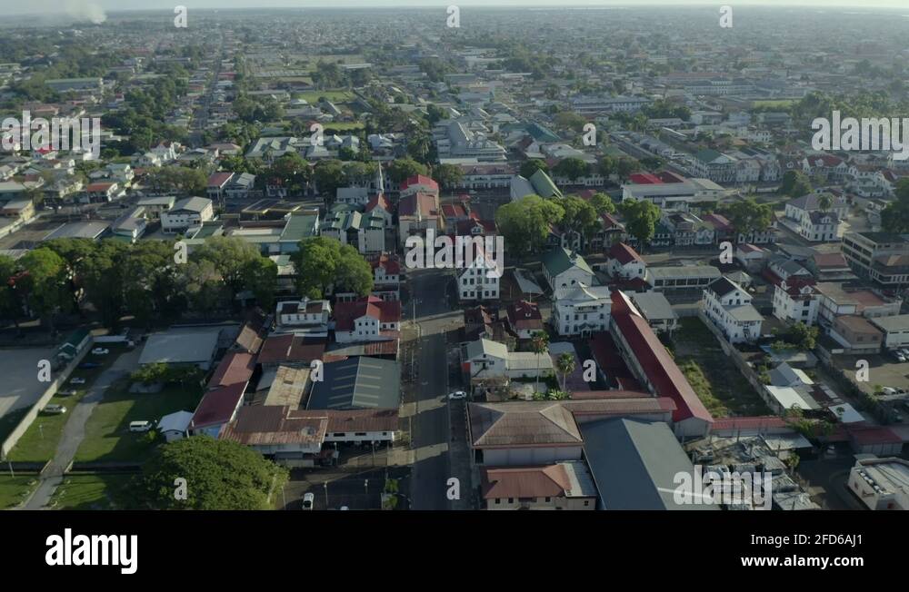 Birds eye view of the cultural and historic city of Paramaribo, capital ...