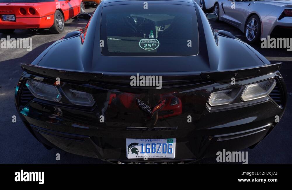 Various generations and trim levels of Corvettes parked, all viewed ...