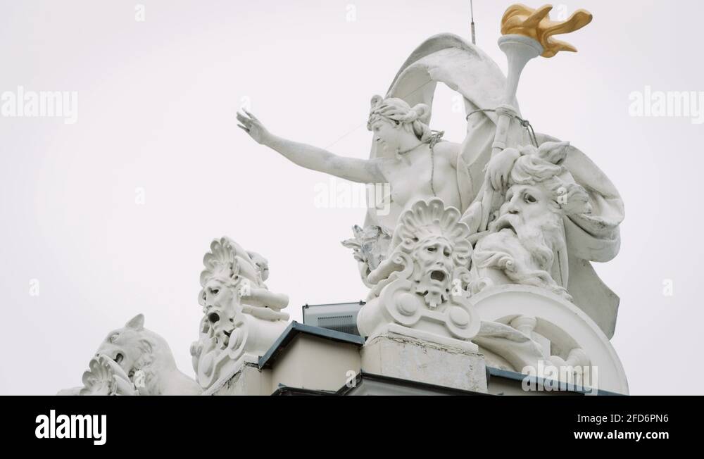 Angelic Statue holding torch atop Odessa Ukraine Academic Theater of ...