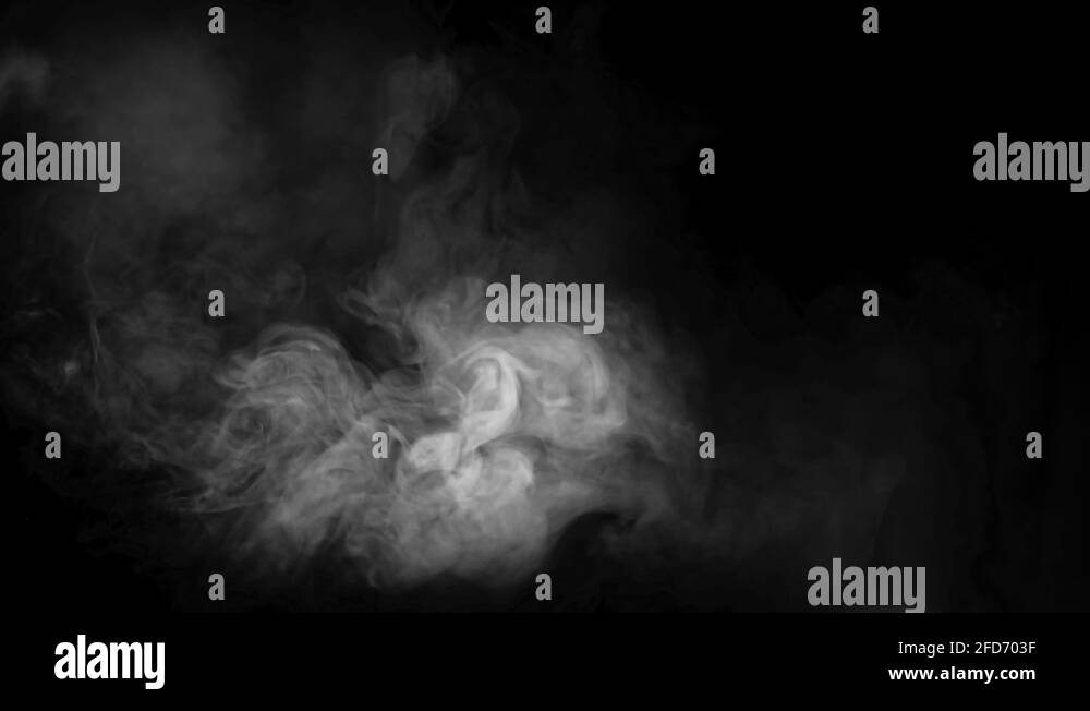 Atmospheric smoke, fog, haze effect in slow motion on black background ...