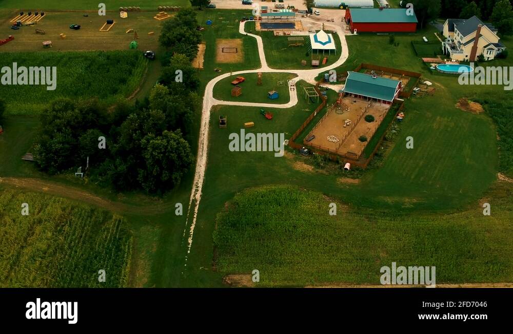 Birdeye view of a family farm in Illinois Stock Video Footage - Alamy
