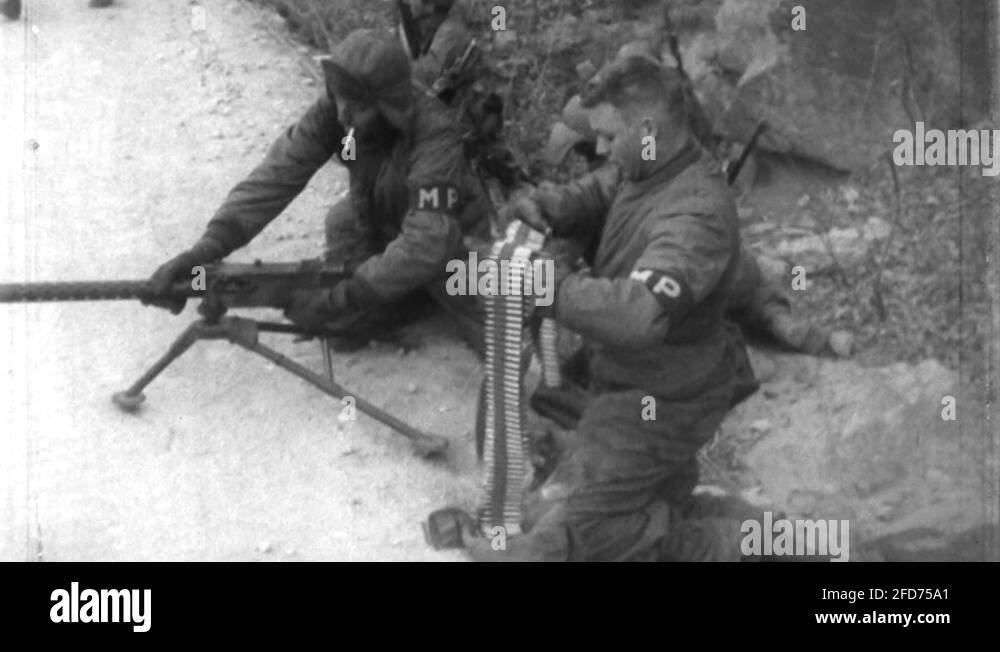 Machine Gun Korean War (Vintage Military News Film Footage) 4713 Stock ...