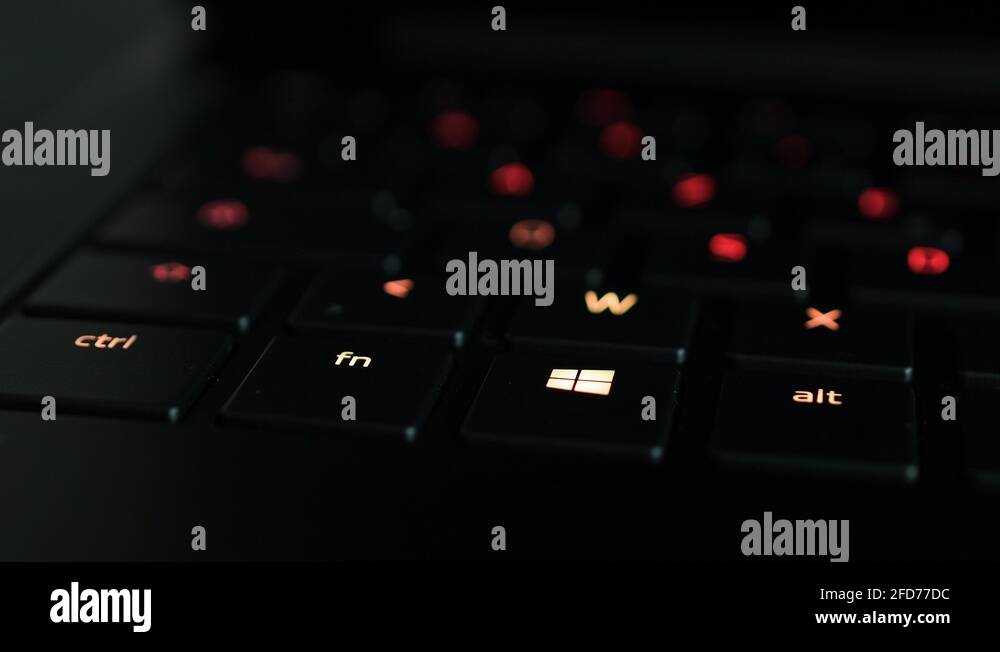 PC laptop testing the Razer Chroma single-zone RGB lighting Stock Video ...