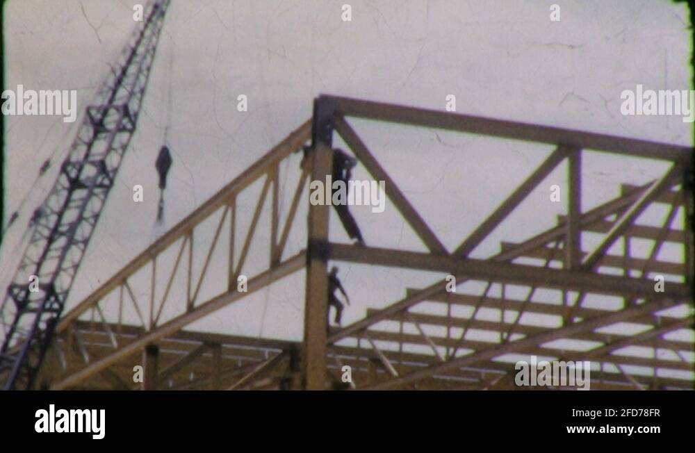 CONSTRUCTION WORKER Steel Building 1950s Vintage Film Industry Home ...