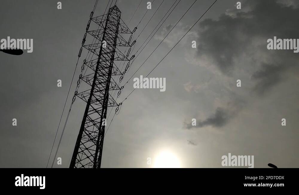Overhead Power Line On Sky Background 1080 Stock Video Footage - Alamy
