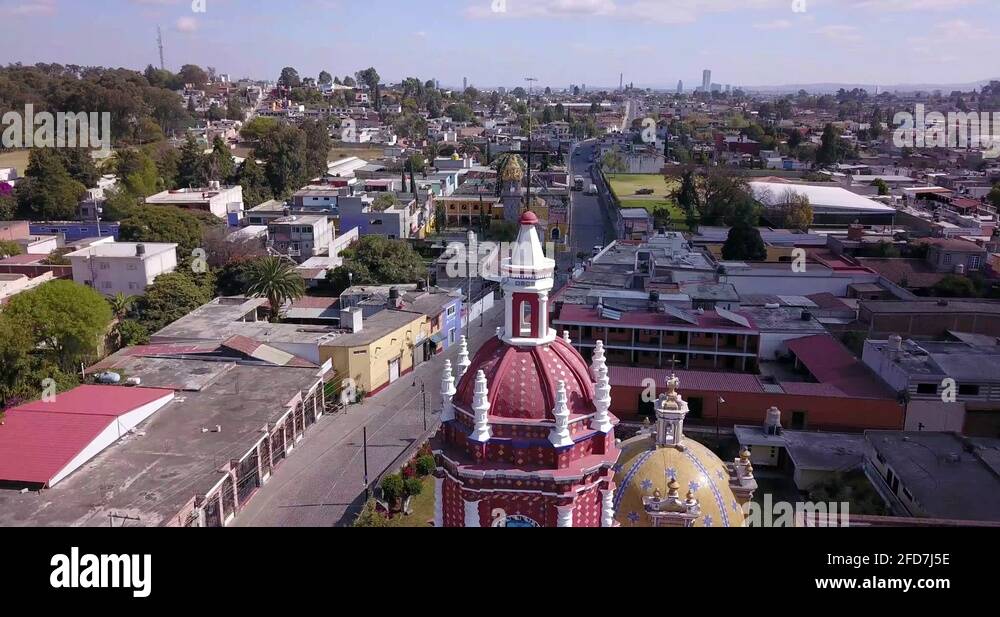 Santa María Tonantzintla in Cholula by drone at a sunny day Stock Video ...