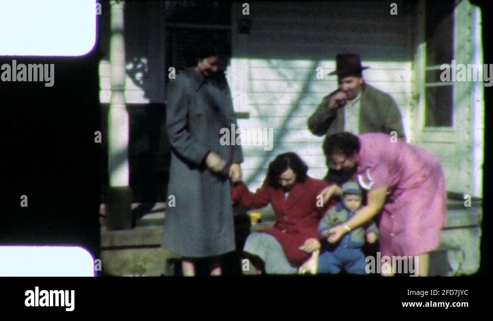 Baby Boom Post WAR FAMILY PORCH 1940s Vintage 8mm Film Home Movie 4847 ...