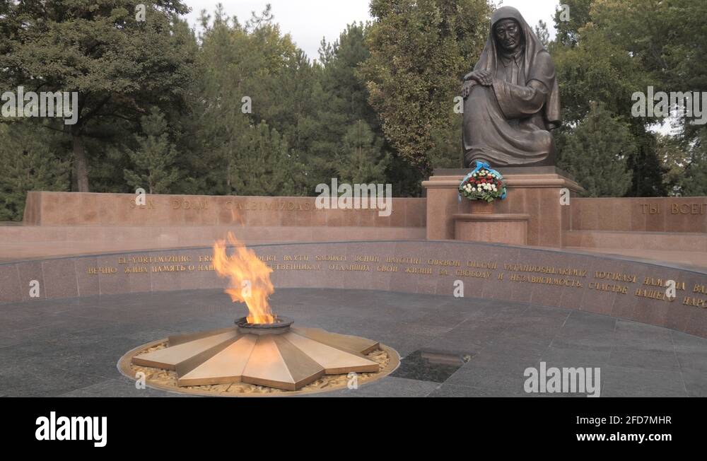 Eternal flame monument with grieving mother statue,Tashkent,Uzbekistan ...