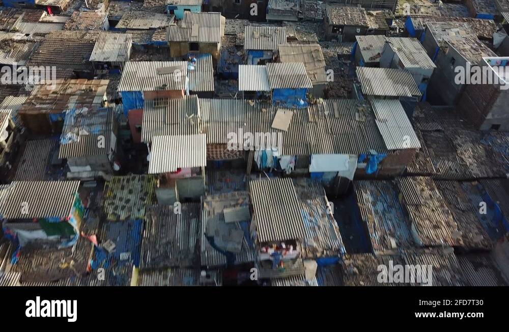 Flying Above Dharavi Slum, Poor Residental District in Overpopulated ...
