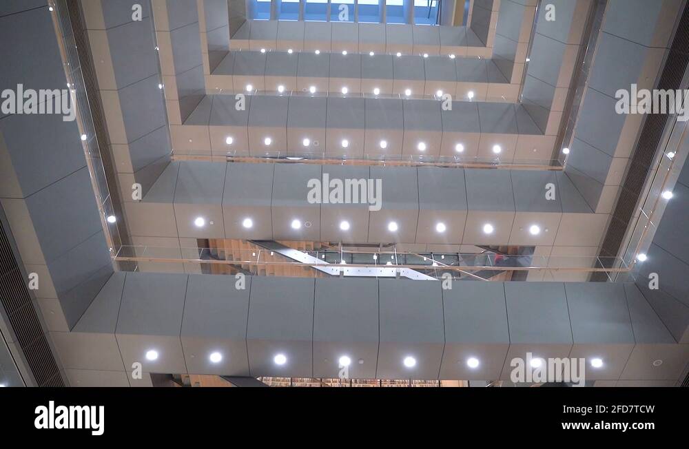 Pan Down From Ceiling Showing Floors And Staircases Inside Latvian ...